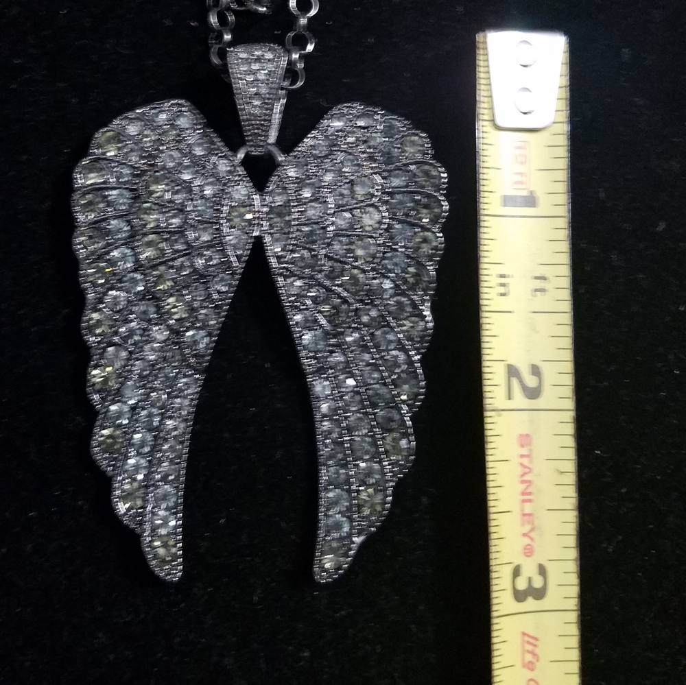 Angel Wings Pendant Gun Metal Black - Gem